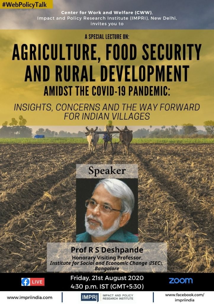 Lecture by Prof R S Deshpande on Agriculture, Food Security and Rural ...